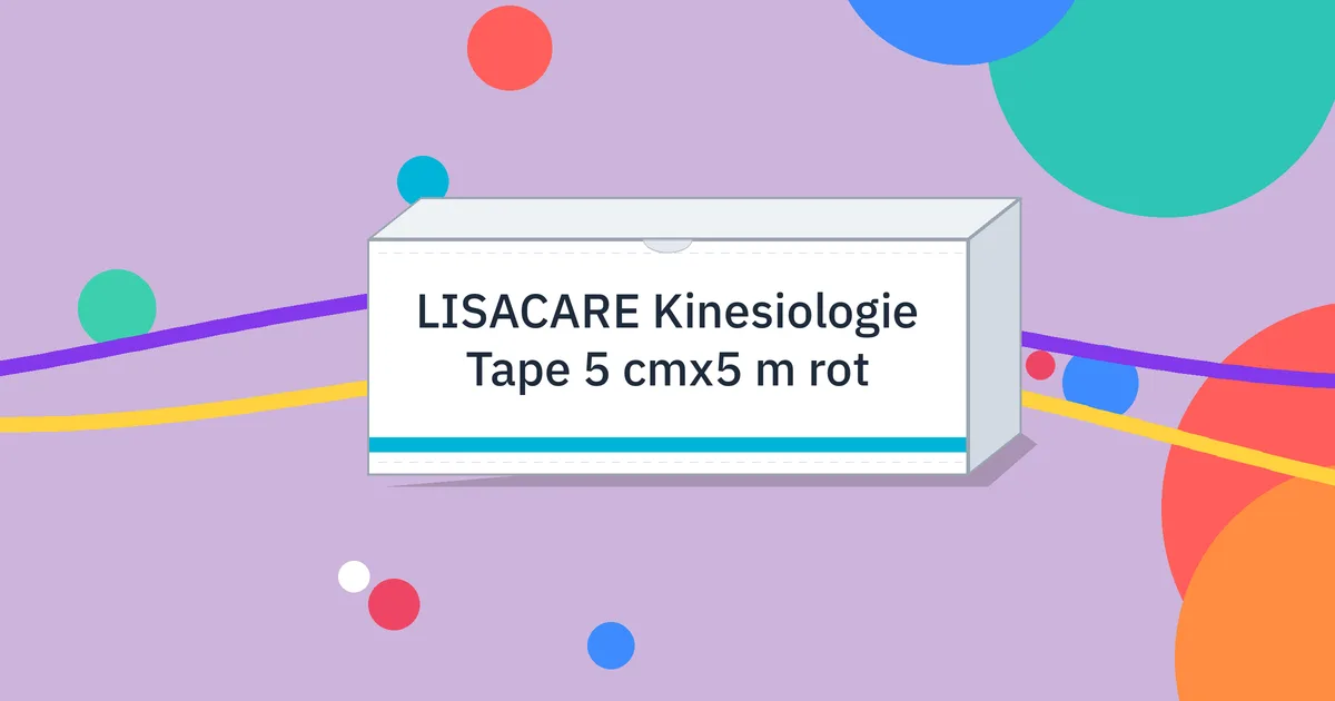 Symbolbild: Packung mit der Aufschrift LISACARE Kinesiologie Tape 5 cmx5 m rot (PZN 18324944) – Verfügbarkeit und Bezug in Apotheken in Frankfurt am Main
