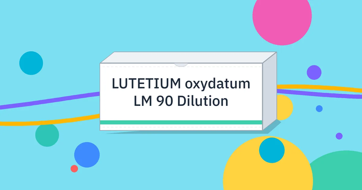 Symbolbild: Packung mit der Aufschrift LUTETIUM oxydatum LM 90 Dilution (PZN 12935084) – Verfügbarkeit und Bezug in Apotheken in Frankfurt am Main