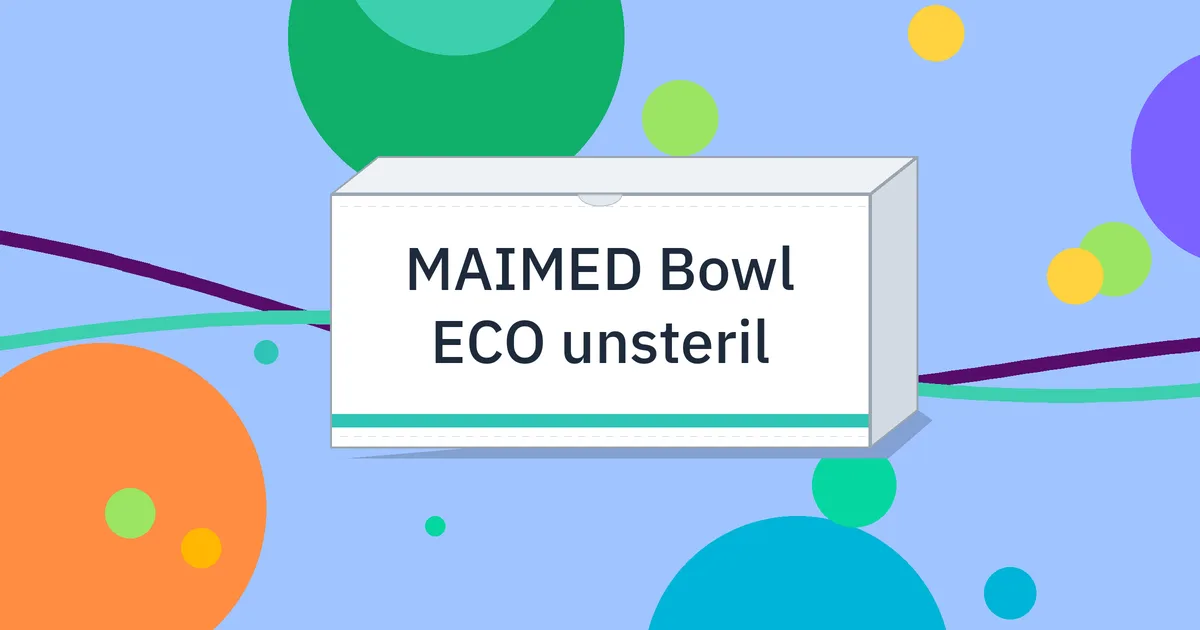 Symbolbild: Packung mit der Aufschrift MAIMED Bowl ECO unsteril (PZN 10101966) – Verfügbarkeit und Bezug in Apotheken in Frankfurt am Main