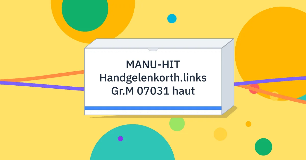 Symbolbild: Packung mit der Aufschrift MANU-HIT Handgelenkorth.links Gr.M 07031 haut (PZN 03097158) – Verfügbarkeit und Bezug in Apotheken in Frankfurt am Main