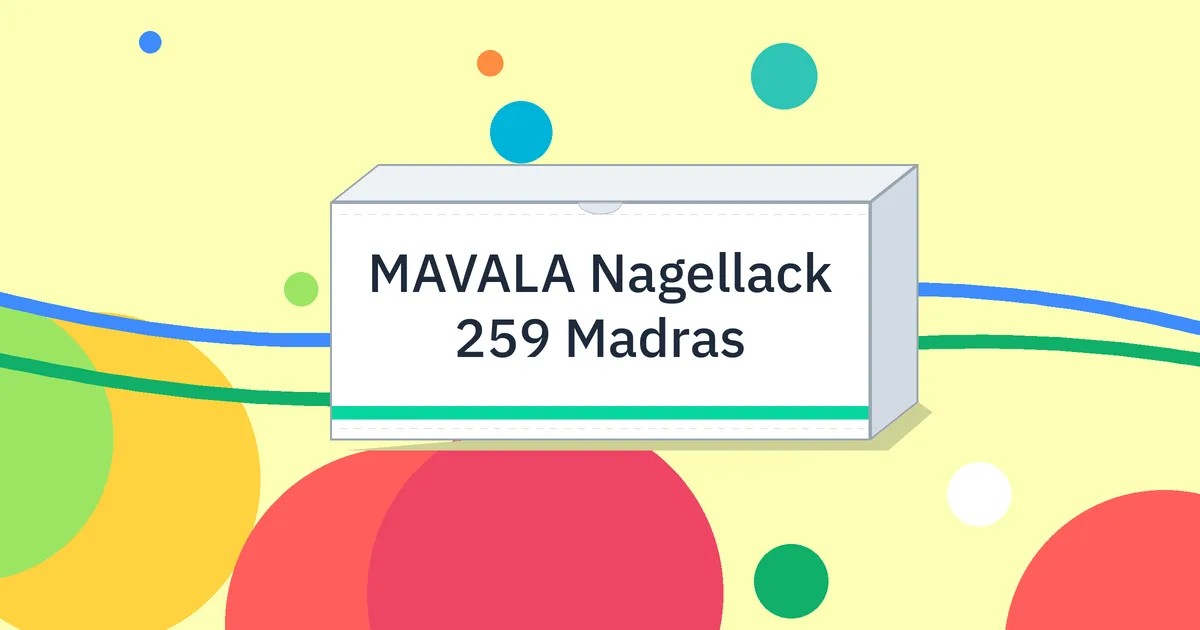 Symbolbild: Packung mit der Aufschrift MAVALA Nagellack 259 Madras (PZN 12457549) – Verfügbarkeit und Bezug in Apotheken in Frankfurt am Main