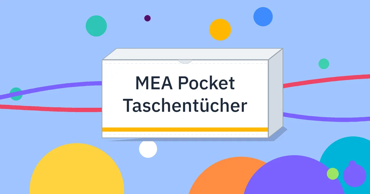 Symbolbild: Packung mit der Aufschrift MEA Pocket Taschentücher (PZN 11291710) – Verfügbarkeit und Bezug in Apotheken in Frankfurt am Main