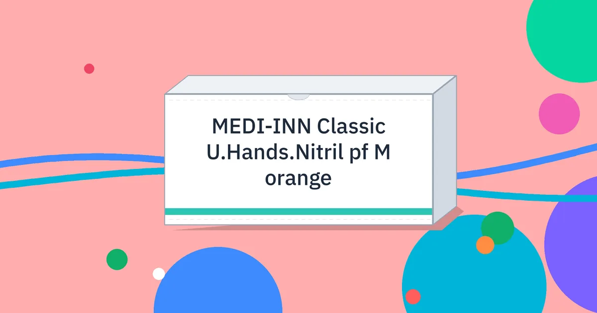 Symbolbild: Packung mit der Aufschrift MEDI-INN Classic U.Hands.Nitril pf M orange (PZN 18854323) – Verfügbarkeit und Bezug in Apotheken in Frankfurt am Main