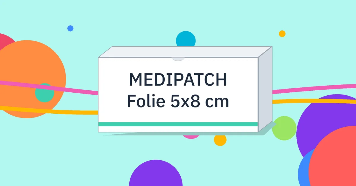 Symbolbild: Packung mit der Aufschrift MEDIPATCH Folie 5x8 cm (PZN 00265833) – Verfügbarkeit und Bezug in Apotheken in Frankfurt am Main