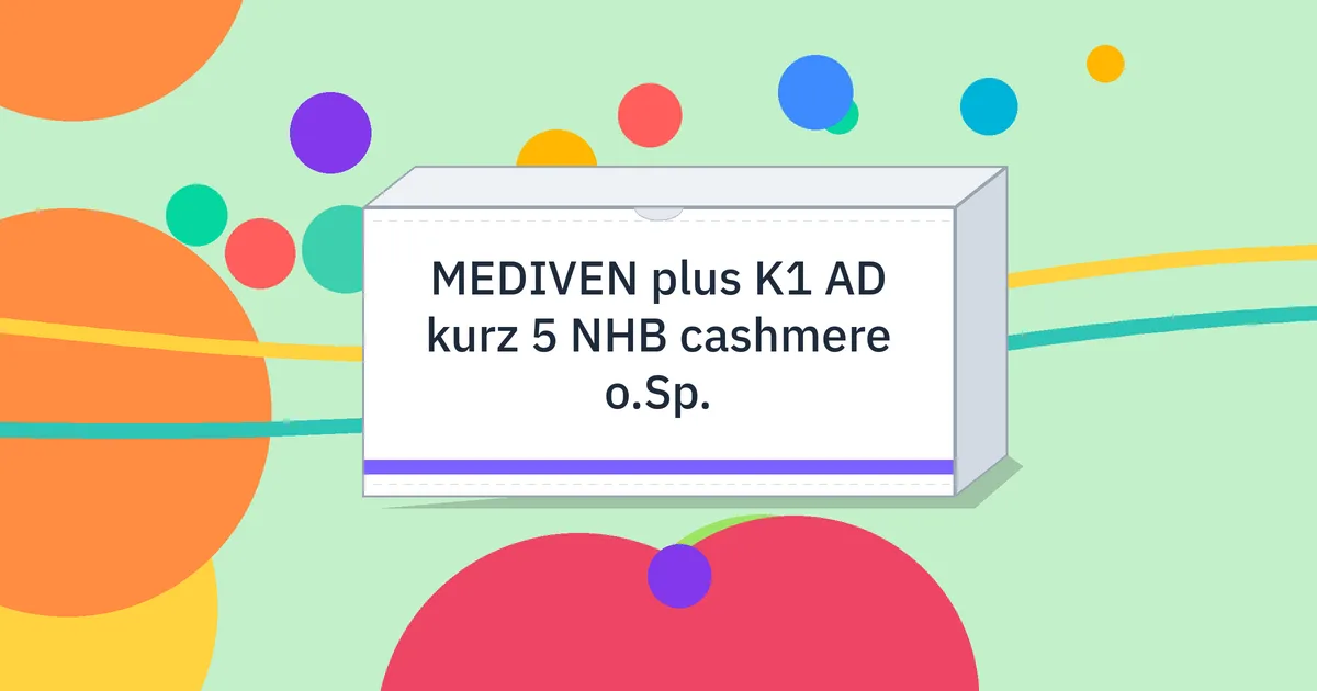 Symbolbild: Packung mit der Aufschrift MEDIVEN plus K1 AD kurz 5 NHB cashmere o.Sp. (PZN 15897645) – Verfügbarkeit und Bezug in Apotheken in Frankfurt am Main
