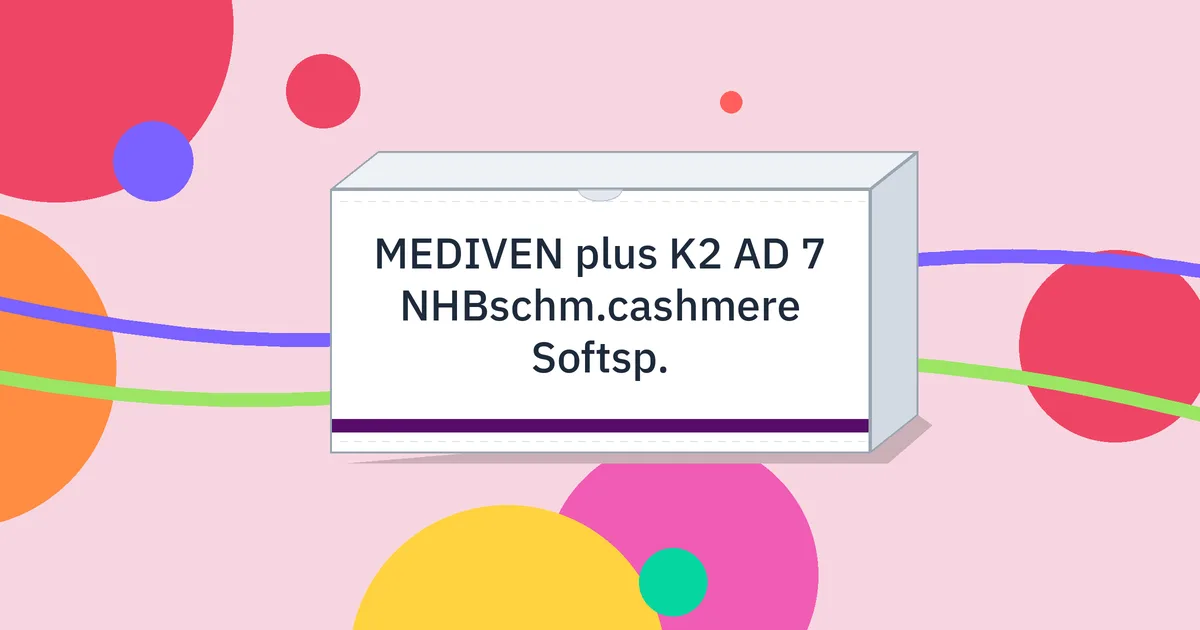 Symbolbild: Packung mit der Aufschrift MEDIVEN plus K2 AD 7 NHBschm.cashmere Softsp. (PZN 15938232) – Verfügbarkeit und Bezug in Apotheken in Frankfurt am Main