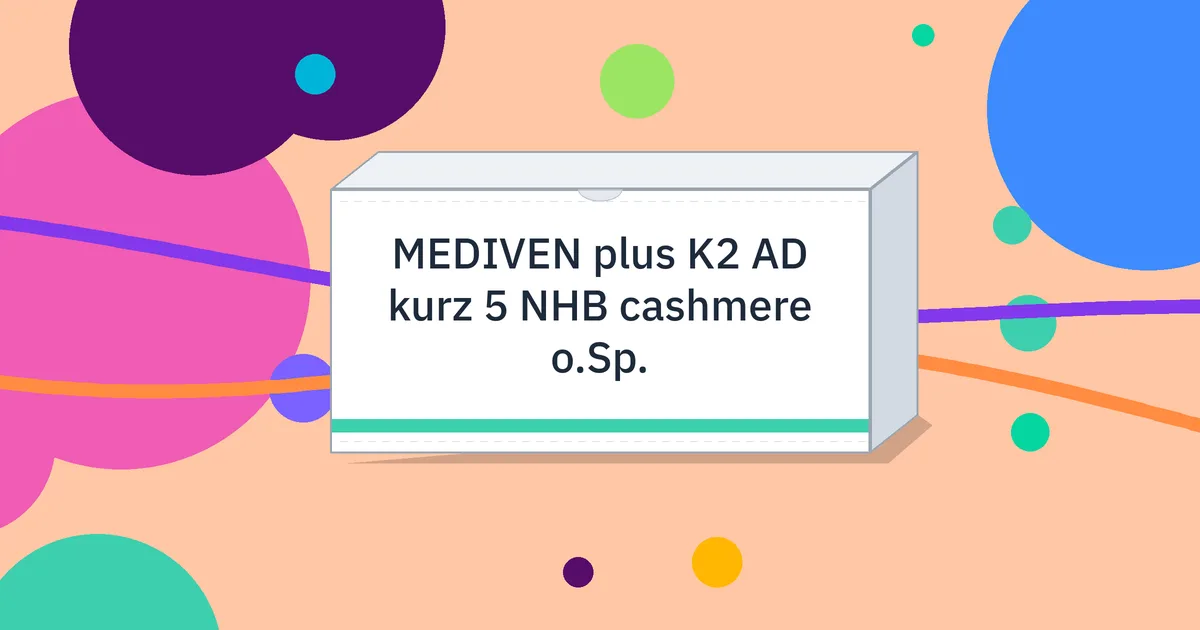 Symbolbild: Packung mit der Aufschrift MEDIVEN plus K2 AD kurz 5 NHB cashmere o.Sp. (PZN 15924922) – Verfügbarkeit und Bezug in Apotheken in Frankfurt am Main