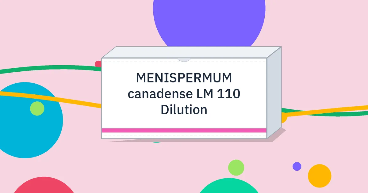 Symbolbild: Packung mit der Aufschrift MENISPERMUM canadense LM 110 Dilution (PZN 13603616) – Verfügbarkeit und Bezug in Apotheken in Frankfurt am Main