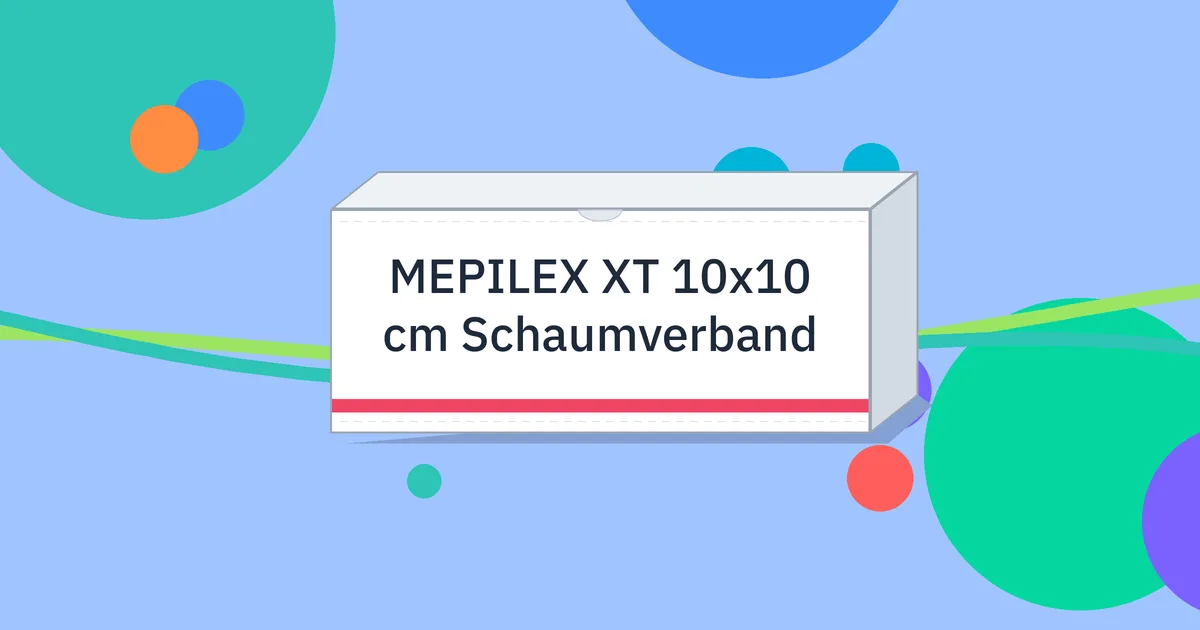 Symbolbild: Packung mit der Aufschrift MEPILEX XT 10x10 cm Schaumverband (PZN 17945822) – Verfügbarkeit und Bezug in Apotheken in Frankfurt am Main