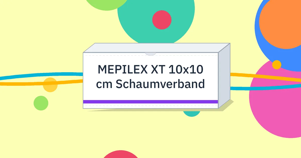 Symbolbild: Packung mit der Aufschrift MEPILEX XT 10x10 cm Schaumverband (PZN 19702443) – Verfügbarkeit und Bezug in Apotheken in Frankfurt am Main