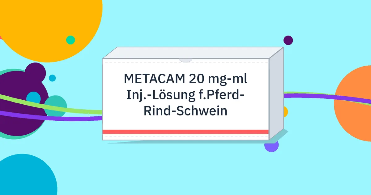 Symbolbild: Packung mit der Aufschrift METACAM 20 mg-ml Inj.-Lösung f.Pferd-Rind-Schwein (PZN 06430090) – Verfügbarkeit und Bezug in Apotheken in Frankfurt am Main