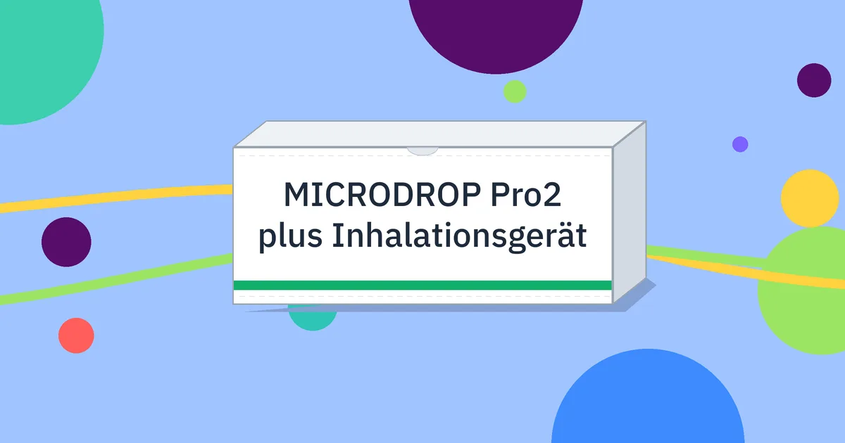 Symbolbild: Packung mit der Aufschrift MICRODROP Pro2 plus Inhalationsgerät (PZN 13330058) – Verfügbarkeit und Bezug in Apotheken in Frankfurt am Main