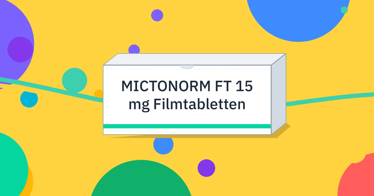 Symbolbild: Packung mit der Aufschrift MICTONORM FT 15 mg Filmtabletten (PZN 16009724) – Verfügbarkeit und Bezug in Apotheken in Frankfurt am Main