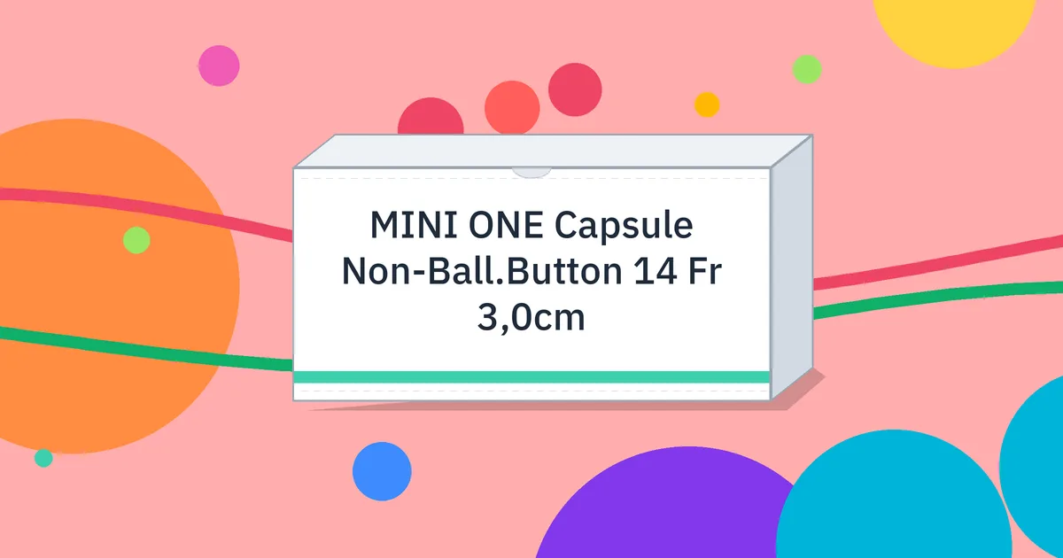 Symbolbild: Packung mit der Aufschrift MINI ONE Capsule Non-Ball.Button 14 Fr 3,0cm (PZN 14343755) – Verfügbarkeit und Bezug in Apotheken in Frankfurt am Main