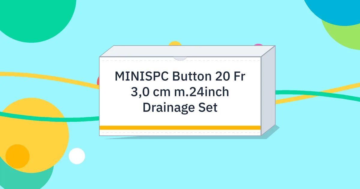 Symbolbild: Packung mit der Aufschrift MINISPC Button 20 Fr 3,0 cm m.24inch Drainage Set (PZN 20822365) – Verfügbarkeit und Bezug in Apotheken in Frankfurt am Main