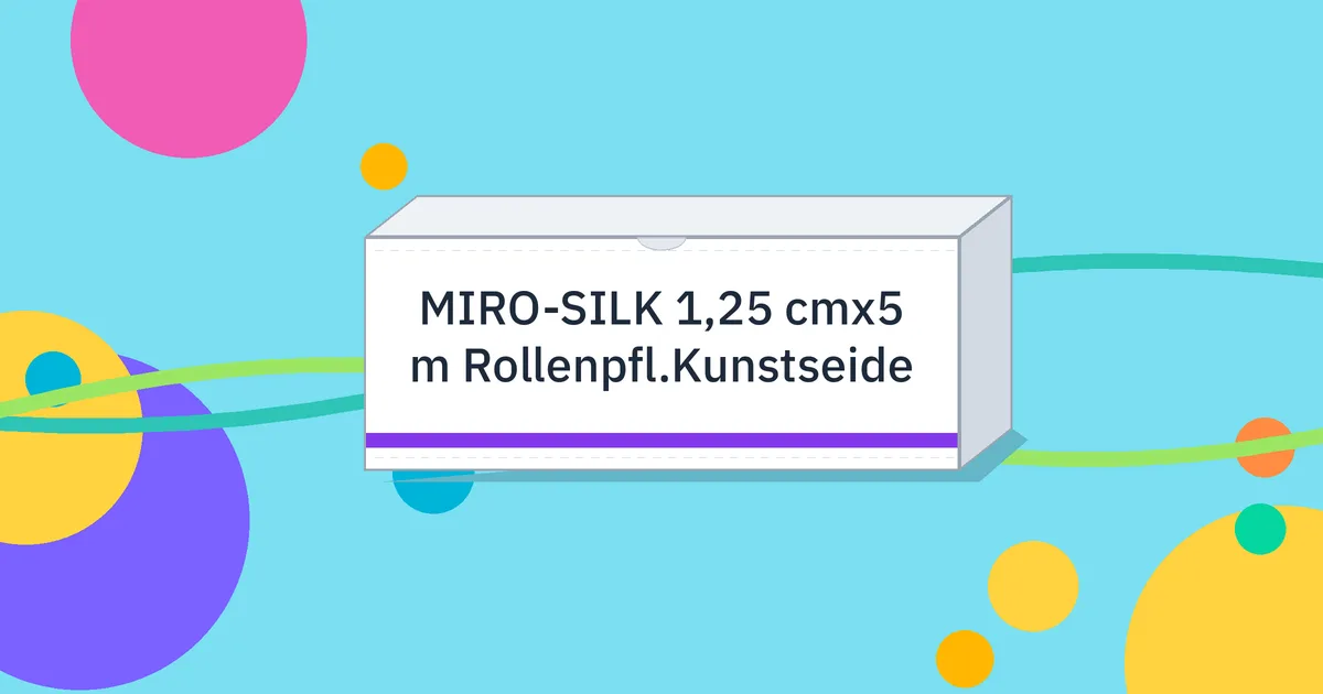 Symbolbild: Packung mit der Aufschrift MIRO-SILK 1,25 cmx5 m Rollenpfl.Kunstseide (PZN 00581675) – Verfügbarkeit und Bezug in Apotheken in Frankfurt am Main