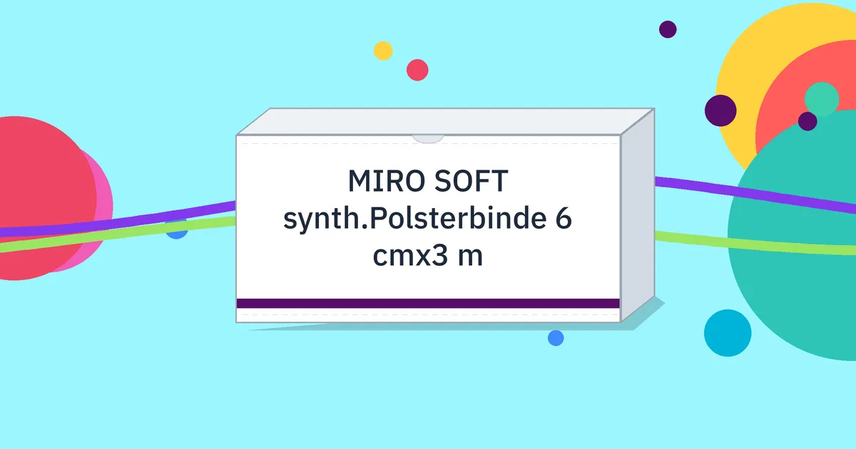 Symbolbild: Packung mit der Aufschrift MIRO SOFT synth.Polsterbinde 6 cmx3 m (PZN 19888270) – Verfügbarkeit und Bezug in Apotheken in Frankfurt am Main