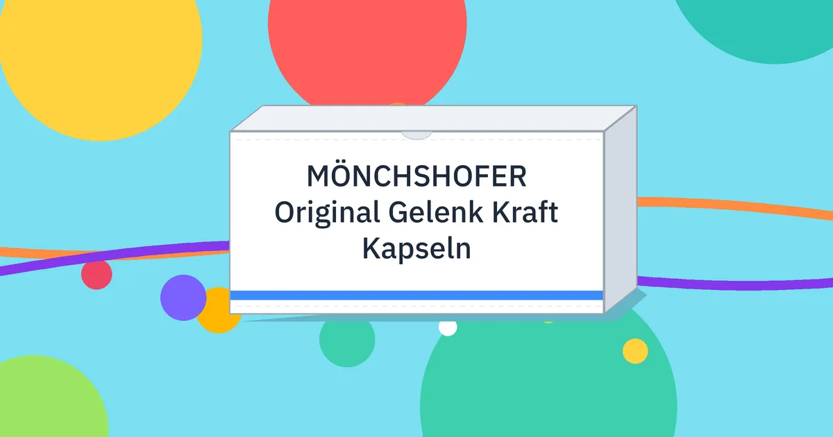 Symbolbild: Packung mit der Aufschrift MÖNCHSHOFER Original Gelenk Kraft Kapseln (PZN 16536346) – Verfügbarkeit und Bezug in Apotheken in Frankfurt am Main