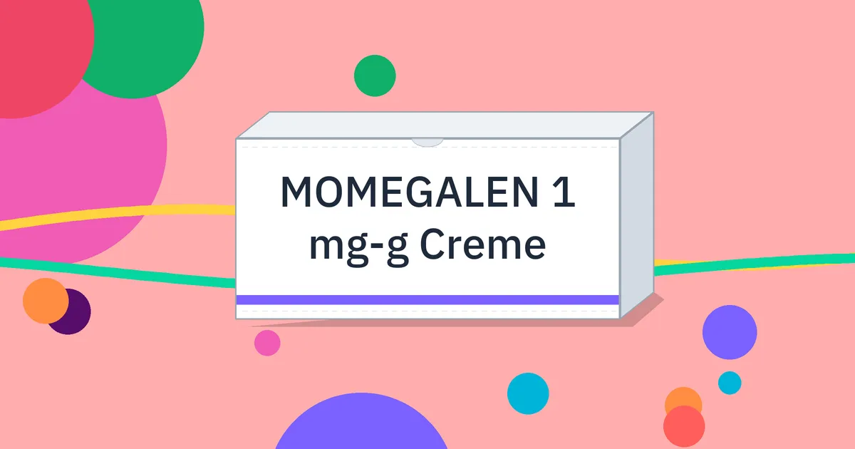 Symbolbild: Packung mit der Aufschrift MOMEGALEN 1 mg-g Creme (PZN 13597956) – Verfügbarkeit und Bezug in Apotheken in Frankfurt am Main