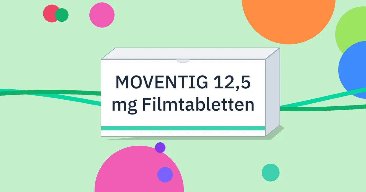 Symbolbild: Packung mit der Aufschrift MOVENTIG 12,5 mg Filmtabletten (PZN 18163547) – Verfügbarkeit und Bezug in Apotheken in Frankfurt am Main