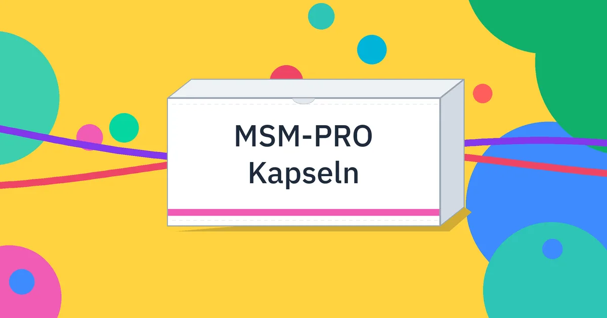 Symbolbild: Packung mit der Aufschrift MSM-PRO Kapseln (PZN 13917651) – Verfügbarkeit und Bezug in Apotheken in Frankfurt am Main