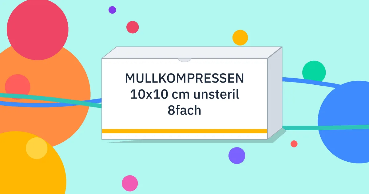 Symbolbild: Packung mit der Aufschrift MULLKOMPRESSEN 10x10 cm unsteril 8fach (PZN 03391461) – Verfügbarkeit und Bezug in Apotheken in Frankfurt am Main