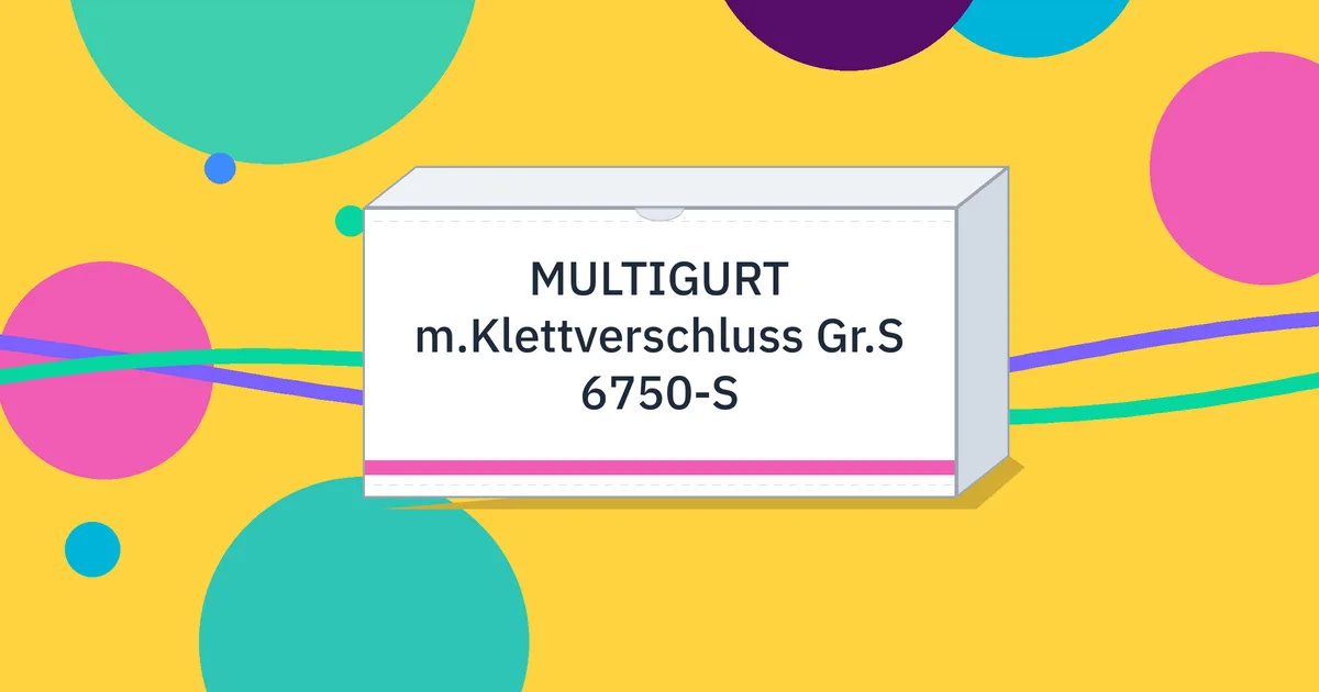 Symbolbild: Packung mit der Aufschrift MULTIGURT m.Klettverschluss Gr.S 6750-S (PZN 13586177) – Verfügbarkeit und Bezug in Apotheken in Frankfurt am Main