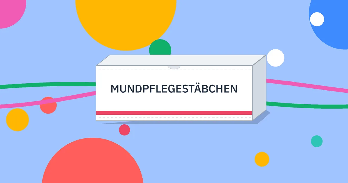Symbolbild: Packung mit der Aufschrift MUNDPFLEGESTÄBCHEN (PZN 08898615) – Verfügbarkeit und Bezug in Apotheken in Frankfurt am Main