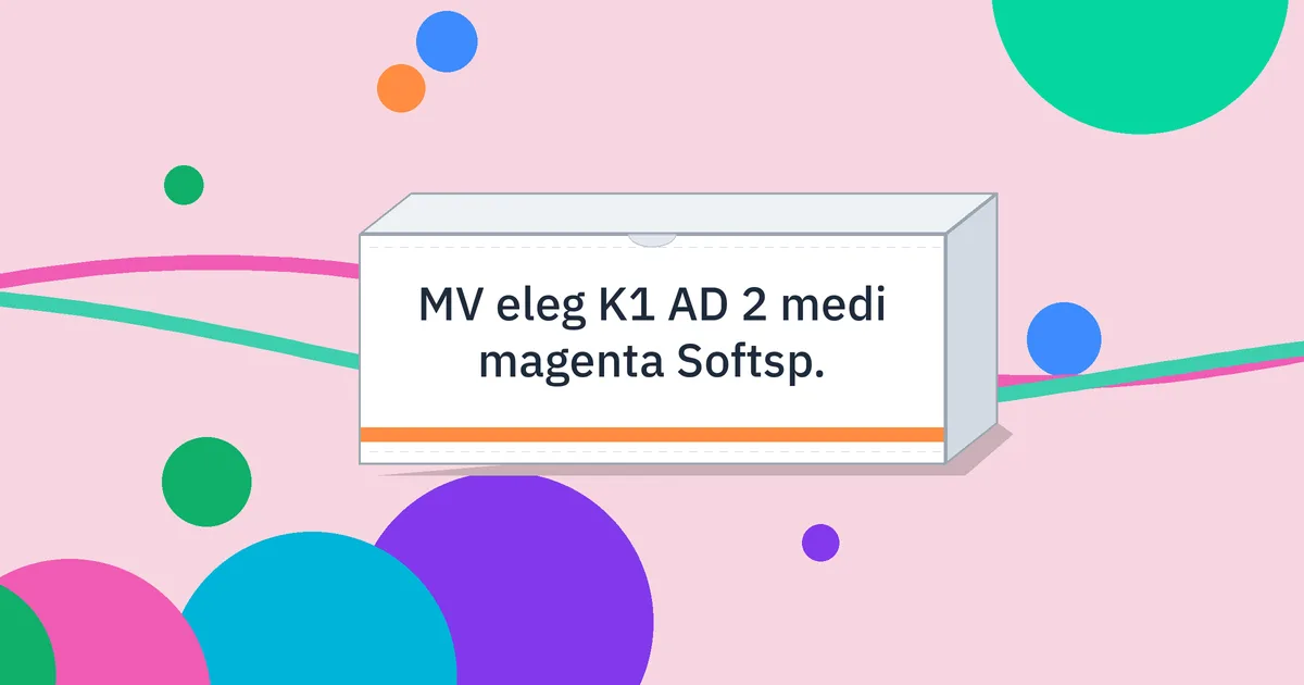 Symbolbild: Packung mit der Aufschrift MV eleg K1 AD 2 medi magenta Softsp. (PZN 14618732) – Verfügbarkeit und Bezug in Apotheken in Frankfurt am Main