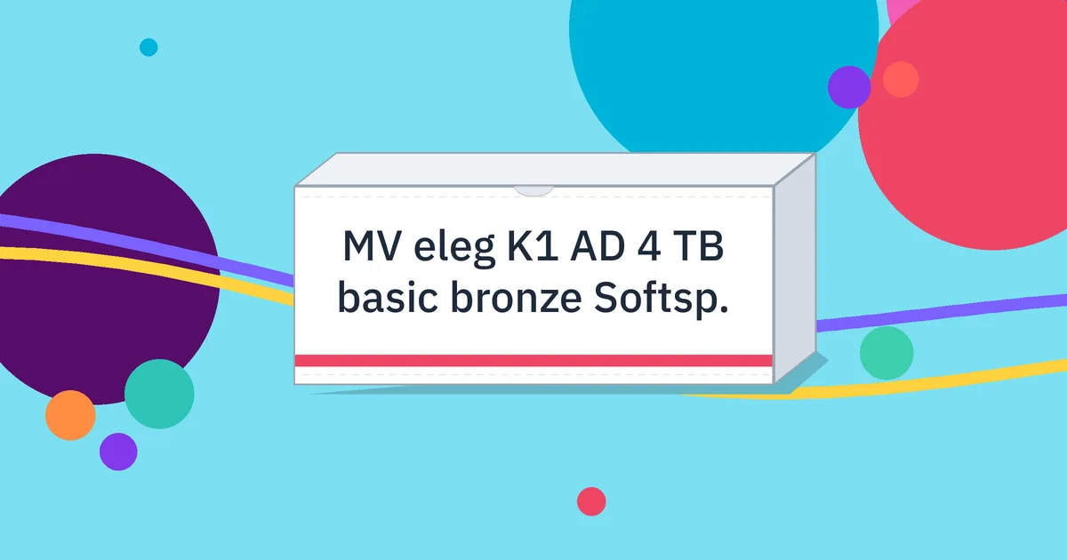 Symbolbild: Packung mit der Aufschrift MV eleg K1 AD 4 TB basic bronze Softsp. (PZN 14705856) – Verfügbarkeit und Bezug in Apotheken in Frankfurt am Main
