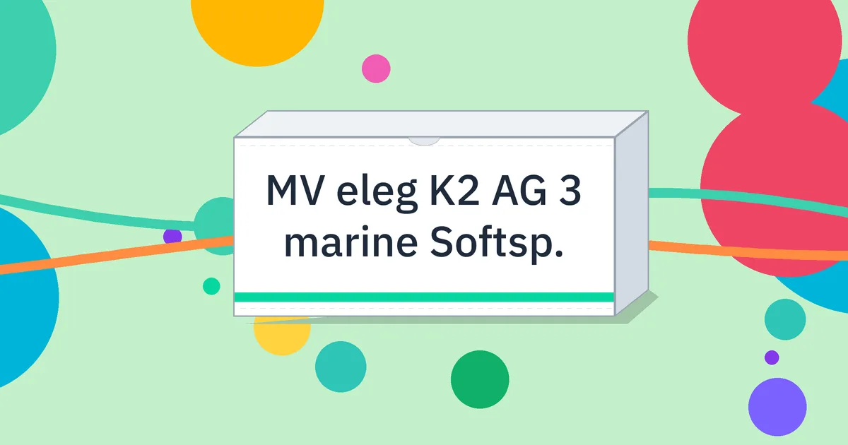 Symbolbild: Packung mit der Aufschrift MV eleg K2 AG 3 marine Softsp. (PZN 14612741) – Verfügbarkeit und Bezug in Apotheken in Frankfurt am Main