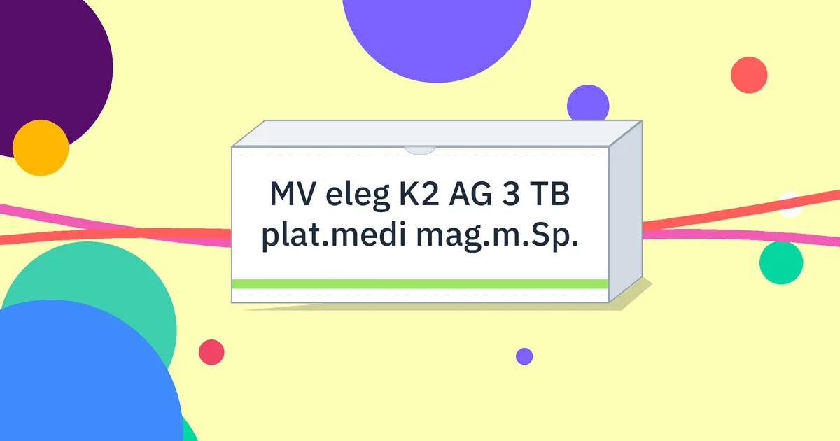 Symbolbild: Packung mit der Aufschrift MV eleg K2 AG 3 TB plat.medi mag.m.Sp. (PZN 14639378) – Verfügbarkeit und Bezug in Apotheken in Frankfurt am Main