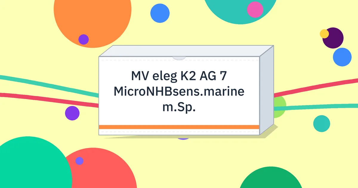 Symbolbild: Packung mit der Aufschrift MV eleg K2 AG 7 MicroNHBsens.marine m.Sp. (PZN 15724583) – Verfügbarkeit und Bezug in Apotheken in Frankfurt am Main