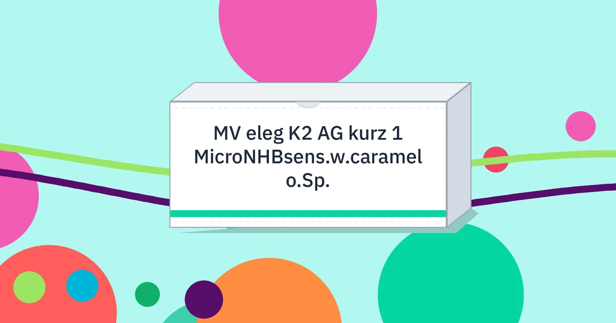Symbolbild: Packung mit der Aufschrift MV eleg K2 AG kurz 1 MicroNHBsens.w.caramel o.Sp. (PZN 16069726) – Verfügbarkeit und Bezug in Apotheken in Frankfurt am Main
