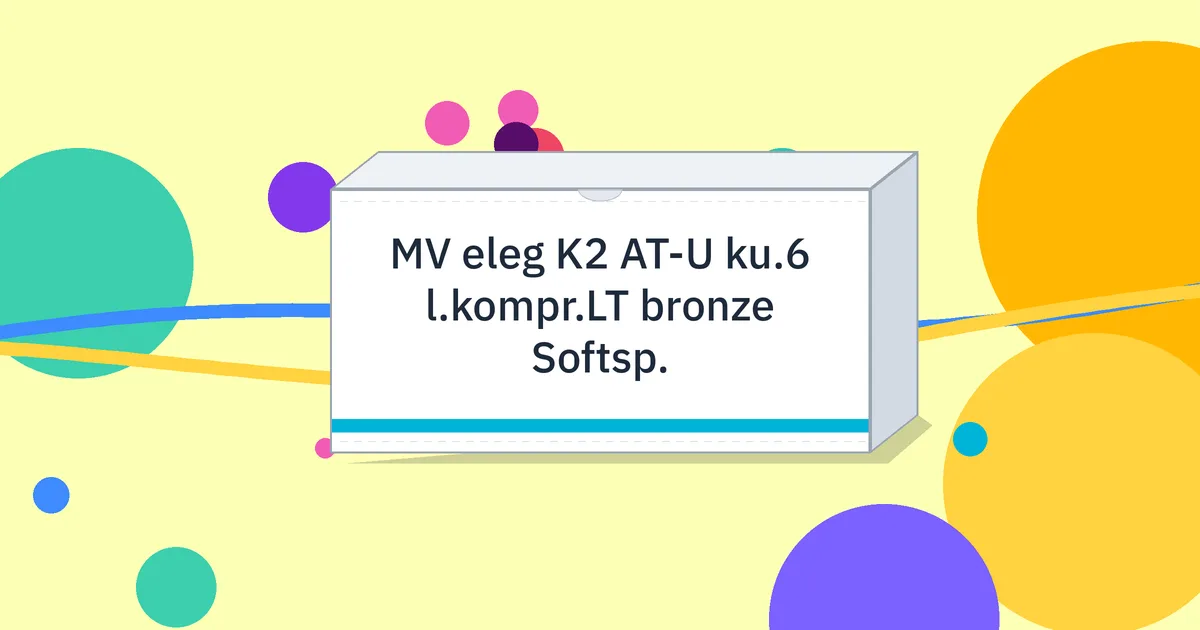 Symbolbild: Packung mit der Aufschrift MV eleg K2 AT-U ku.6 l.kompr.LT bronze Softsp. (PZN 15291411) – Verfügbarkeit und Bezug in Apotheken in Frankfurt am Main