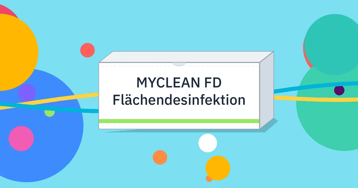 Symbolbild: Packung mit der Aufschrift MYCLEAN FD Flächendesinfektion (PZN 20632110) – Verfügbarkeit und Bezug in Apotheken in Frankfurt am Main