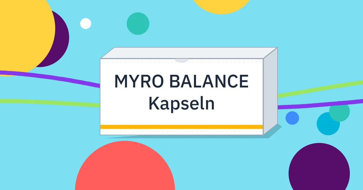 Symbolbild: Packung mit der Aufschrift MYRO BALANCE Kapseln (PZN 18214227) – Verfügbarkeit und Bezug in Apotheken in Frankfurt am Main