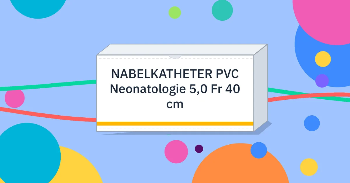 Symbolbild: Packung mit der Aufschrift NABELKATHETER PVC Neonatologie 5,0 Fr 40 cm (PZN 09380688) – Verfügbarkeit und Bezug in Apotheken in Frankfurt am Main