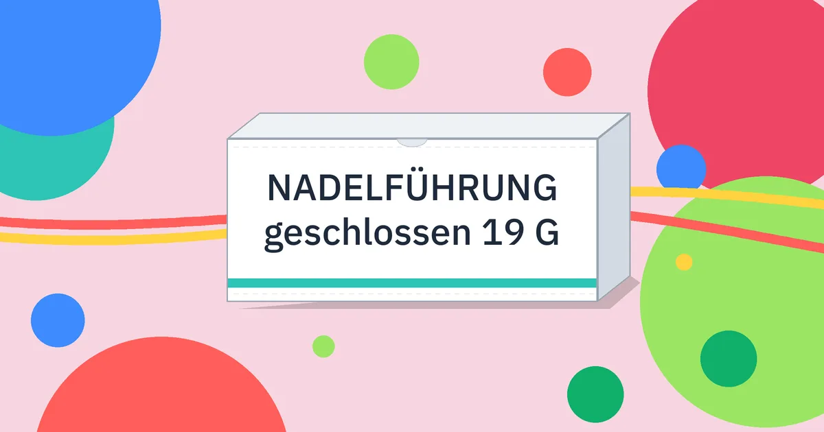 Symbolbild: Packung mit der Aufschrift NADELFÜHRUNG geschlossen 19 G (PZN 06771738) – Verfügbarkeit und Bezug in Apotheken in Frankfurt am Main