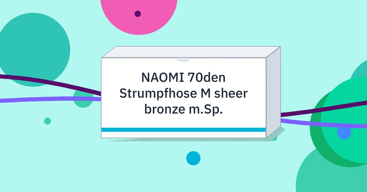 Symbolbild: Packung mit der Aufschrift NAOMI 70den Strumpfhose M sheer bronze m.Sp. (PZN 16179627) – Verfügbarkeit und Bezug in Apotheken in Frankfurt am Main