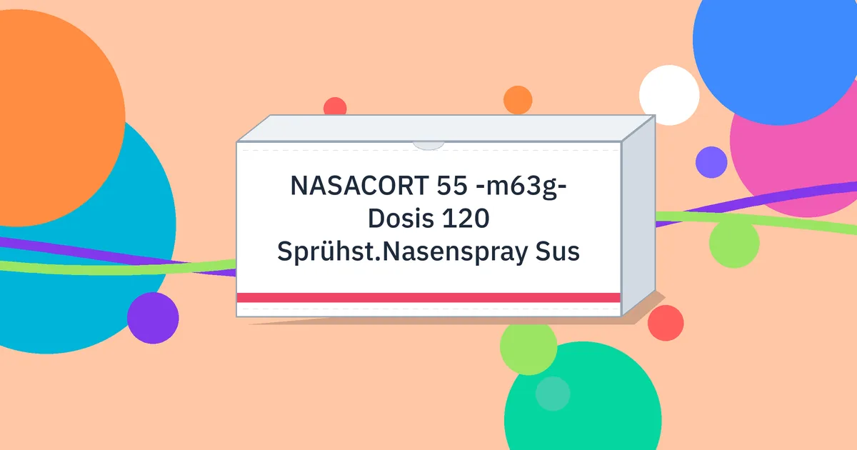 Symbolbild: Packung mit der Aufschrift NASACORT 55 -m63g-Dosis 120 Sprühst.Nasenspray Sus (PZN 00900525) – Verfügbarkeit und Bezug in Apotheken in Frankfurt am Main