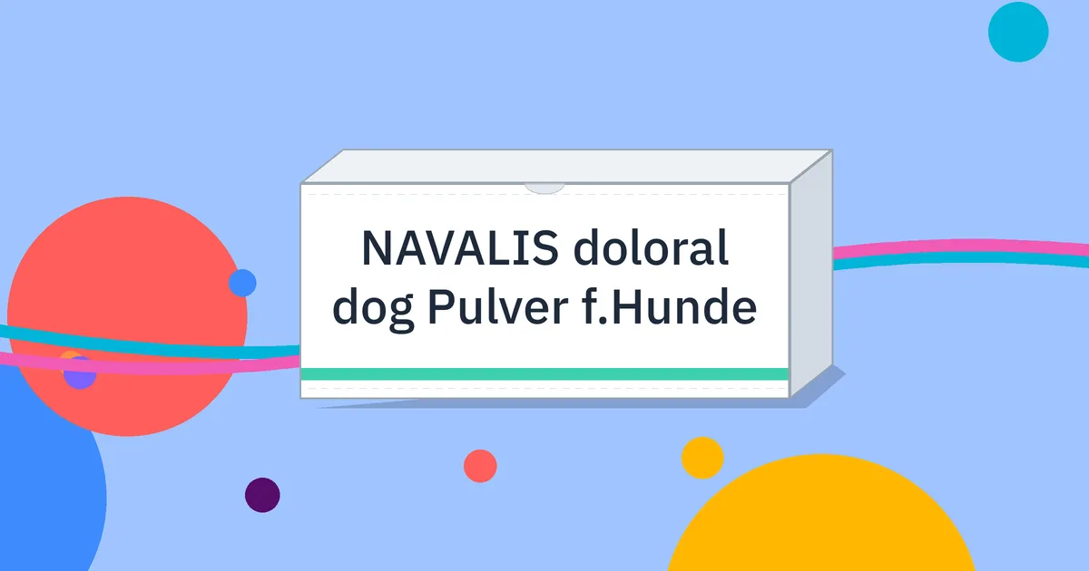Symbolbild: Packung mit der Aufschrift NAVALIS doloral dog Pulver f.Hunde (PZN 19429177) – Verfügbarkeit und Bezug in Apotheken in Frankfurt am Main