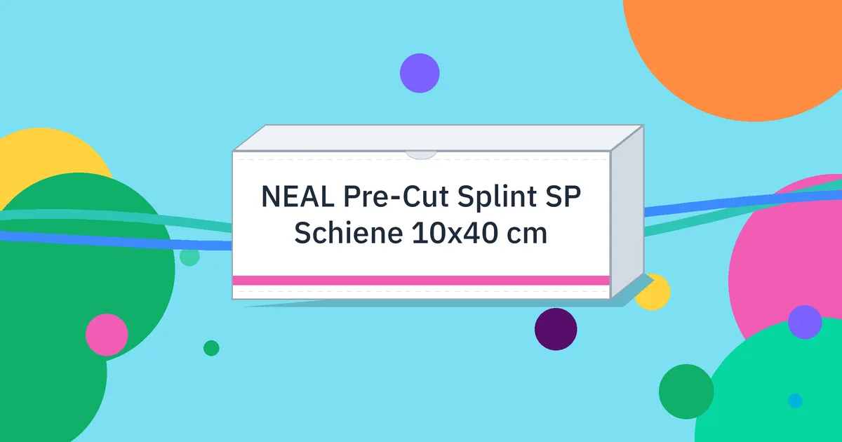 Symbolbild: Packung mit der Aufschrift NEAL Pre-Cut Splint SP Schiene 10x40 cm (PZN 19098757) – Verfügbarkeit und Bezug in Apotheken in Frankfurt am Main