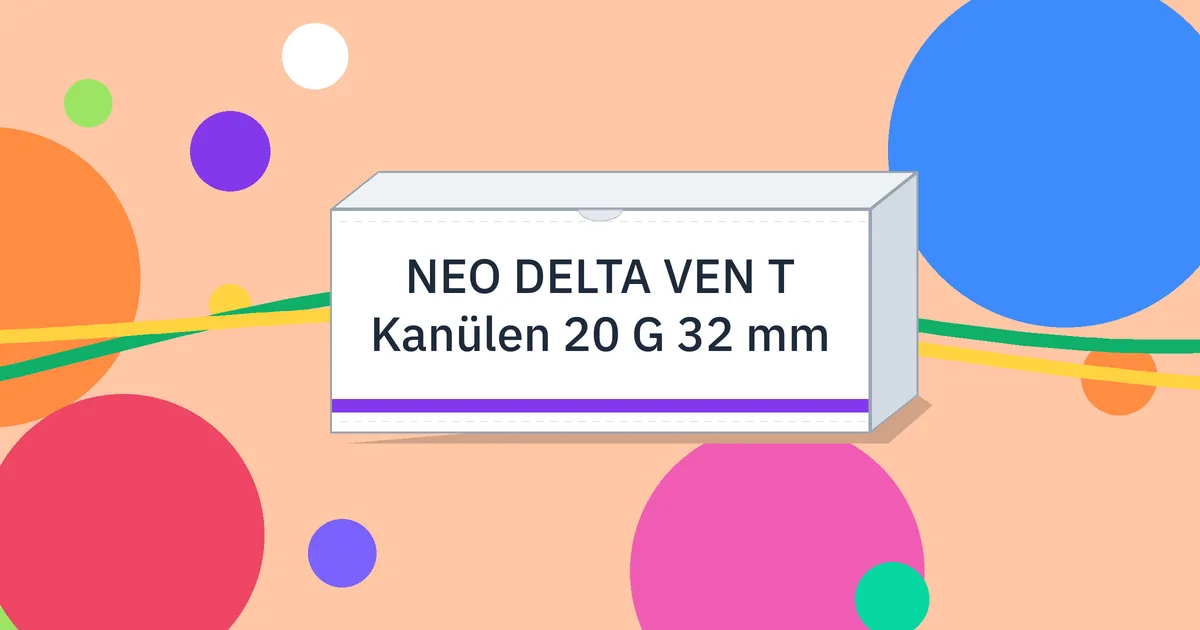 Symbolbild: Packung mit der Aufschrift NEO DELTA VEN T Kanülen 20 G 32 mm (PZN 07758243) – Verfügbarkeit und Bezug in Apotheken in Frankfurt am Main