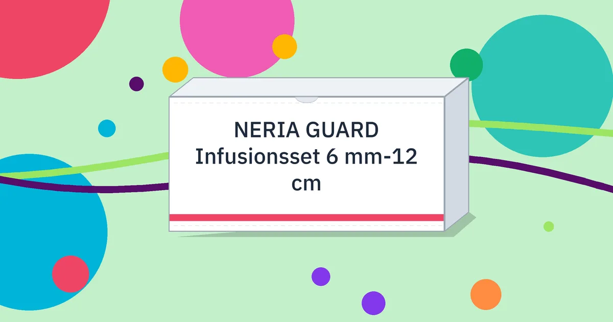Symbolbild: Packung mit der Aufschrift NERIA GUARD Infusionsset 6 mm-12 cm (PZN 20858593) – Verfügbarkeit und Bezug in Apotheken in Frankfurt am Main
