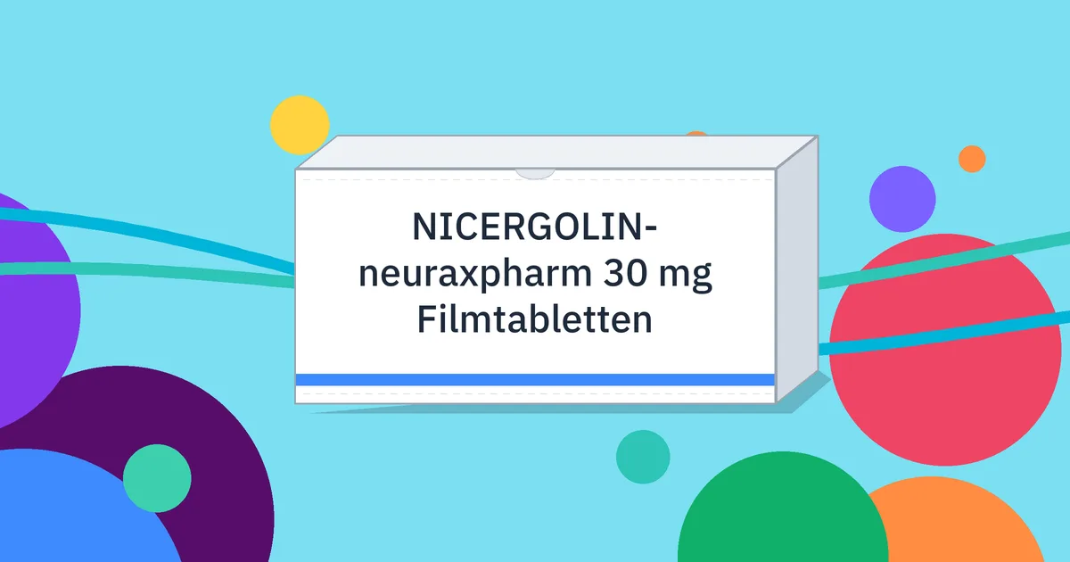 Symbolbild: Packung mit der Aufschrift NICERGOLIN-neuraxpharm 30 mg Filmtabletten (PZN 01267188) – Verfügbarkeit und Bezug in Apotheken in Frankfurt am Main