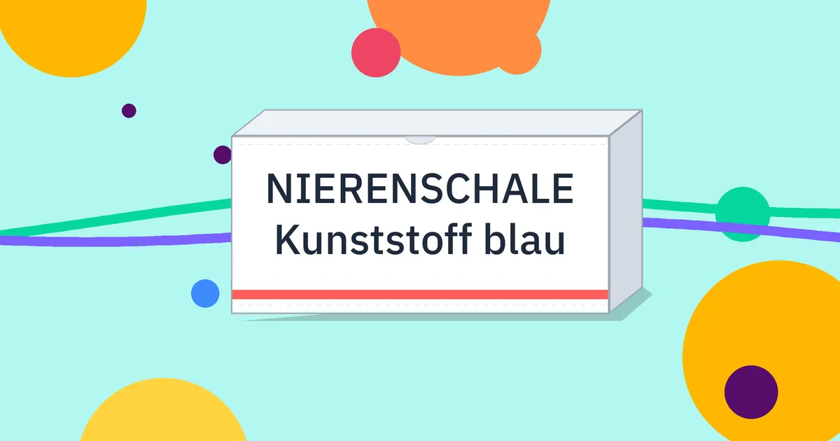 Symbolbild: Packung mit der Aufschrift NIERENSCHALE Kunststoff blau (PZN 01988976) – Verfügbarkeit und Bezug in Apotheken in Frankfurt am Main