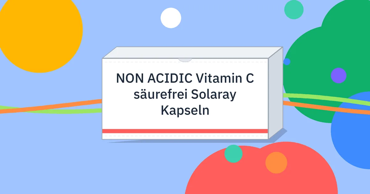 Symbolbild: Packung mit der Aufschrift NON ACIDIC Vitamin C säurefrei Solaray Kapseln (PZN 17254443) – Verfügbarkeit und Bezug in Apotheken in Frankfurt am Main