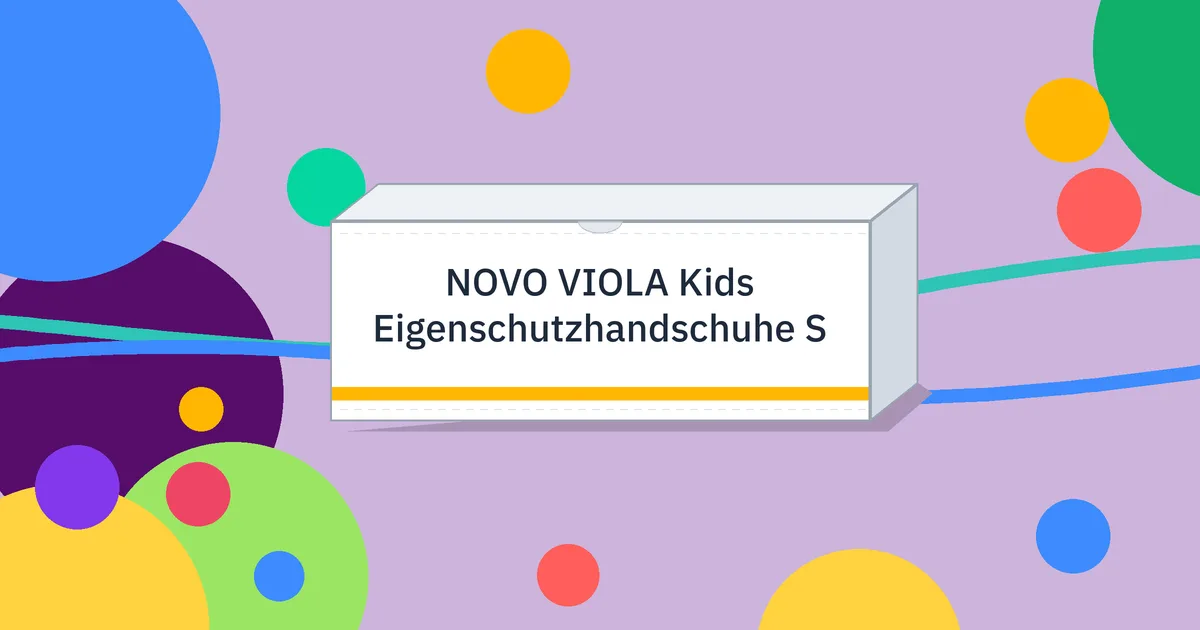 Symbolbild: Packung mit der Aufschrift NOVO VIOLA Kids Eigenschutzhandschuhe S (PZN 19536269) – Verfügbarkeit und Bezug in Apotheken in Frankfurt am Main