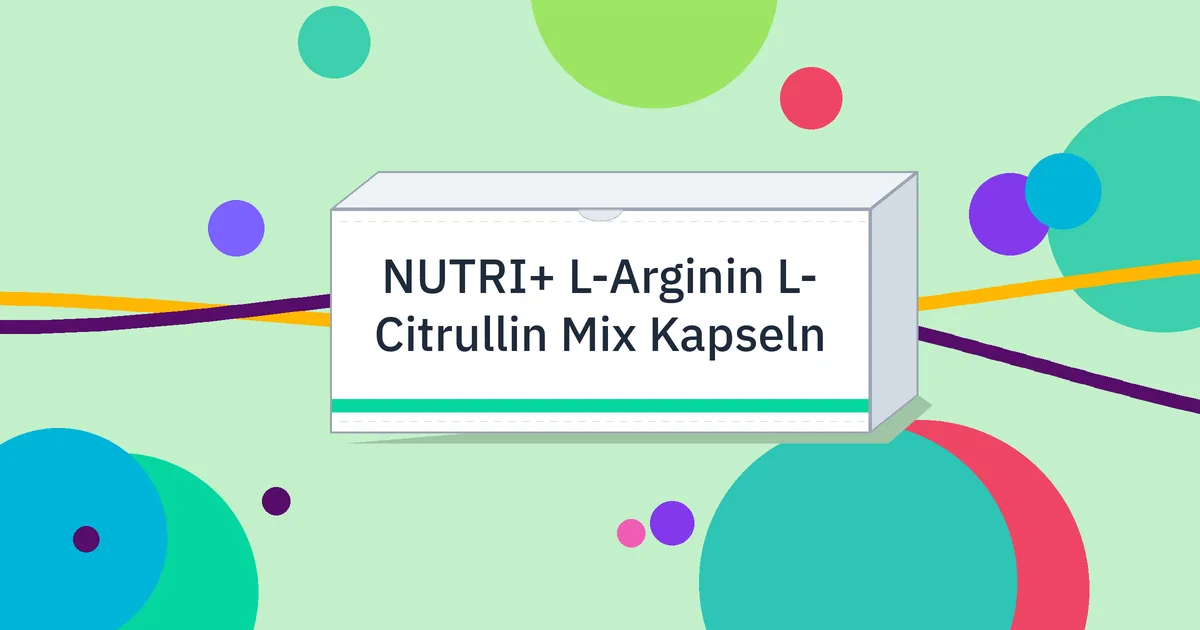 Symbolbild: Packung mit der Aufschrift NUTRI+ L-Arginin L-Citrullin Mix Kapseln (PZN 19667646) – Verfügbarkeit und Bezug in Apotheken in Frankfurt am Main
